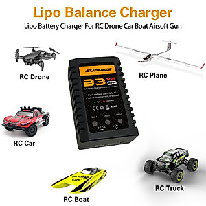 SUPULSE LiPo Battery Charger 2S-3S RC Balance Charger AC 7.4-11.1V 10W Upgrade Version Compact Lipo Charger RC Car Charger for XHR Plug Battery(B3V2)