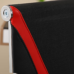 Black and Red Office Desk Chair with Wheels Arm, Leather Ergonomics Desk Chairs Computer Home Office Sturdy Chair