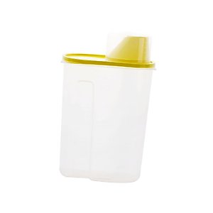 OKUMEYR Airtight Cereal Container with Pour Spout and Measuring Cup Clear Plastic Food Storage Keeper for Rice Grain Oatmeal Sugar Nuts Beans S Yellow