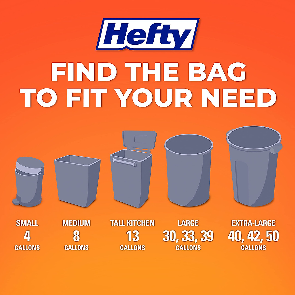 Hefty Small Trash Bags, Ocean Water Scent, 4 Gallon, (52 Count)