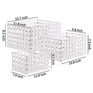 Motifeur Handmade Paper Rope Woven Baskets, Twisted Lined Utility Storage Organizers (Set of 3, Large: 15.7"x11.8"x8.1", Medium: 13.8"x9.8"x7.3", Small: 11.8"x7.9"x6.1", White)