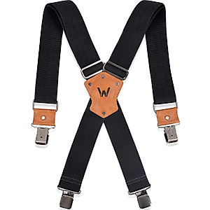 WELKINLAND 2Inch Suspenders for men heavy duty, Men's suspenders, Big Black suspenders, Suspenders for men, Black suspenders men for jeans, Heavy Duty suspenders for men, Work suspenders for men