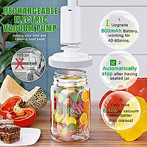 Eazy2hD Mason Jar Vacuum Sealer, Electric Vacuum Sealer for Jars Compatible with FoodSaver Canning Sealer, Jar Vacuum Sealer Attachment Kit for Food Storage with Wide & Regular Mouth Mason Jars