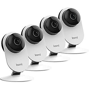 Kami by YI 4pc 1080p Cameras For Home Security with Human Detection, Activity Zone, Seamless Footage Playback with Phone APP - Compatible with Alexa and Google Assistant