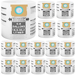 15 pack Vacuum bag Compatible for Shop Vac bags 5-8 Gallon,Type E 90661 9066100 9066133,Type H 90671 9067100 9067133 VF2004,Disposable Collection Filter bags