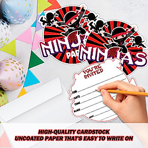 Karate Ninjas Birthday Invitations, Ninja Samurai Shaped Birthday Party Invitation Cards for Kids Girls Boys Adults, Ninja Birthday Party Decorations -(20 Sets 4" x 6" Cards with Envelopes) - JY570