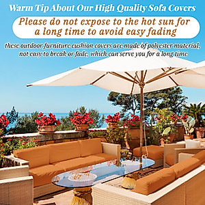 Patelai 11 Pcs Outdoor Cushion Covers Patio Cushion Slipcovers Replacement Splash Proof with Zipper for Outdoor Indoor Furniture, Patio Sofa Couch 3 Sizes, Replacement Covers Only(Orange)