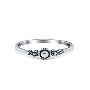 Blue Apple Co. Sterling Silver Size-5 Petite Dainty Band Ring Oxidized Round 925 Sterling Silver