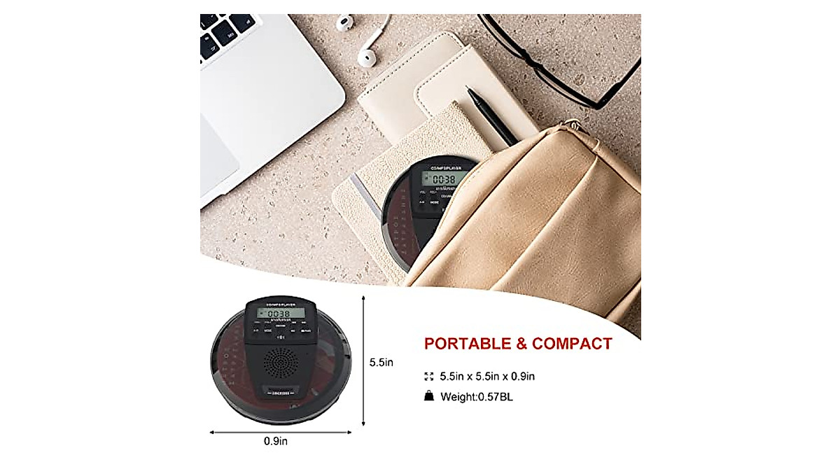 Rechargeable Portable CD Player with Bluetooth and Shockproof Design