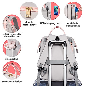 Kaome Lunch Backpack 15.6 Inch Laptop Backpack for Women with USB Port Nurse Gift Teacher Work Backpack Cooler Insulated Lunch Bag Waterproof Daypacks for Work Picnic Travel Anti-theft