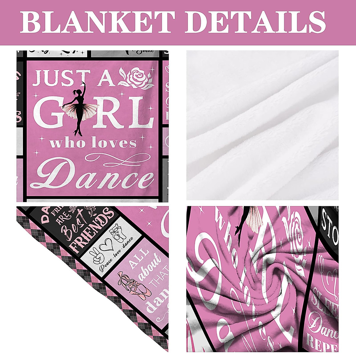 BUUGVIIL Just a Girl Who Loves Dance Gifts for Girls, Dance Blanket, Dance Recital Gifts for Girls, Ballet Gifts for Dancers, Dancer Gifts for Girls Teens on Christmas Birthday 50"x60"