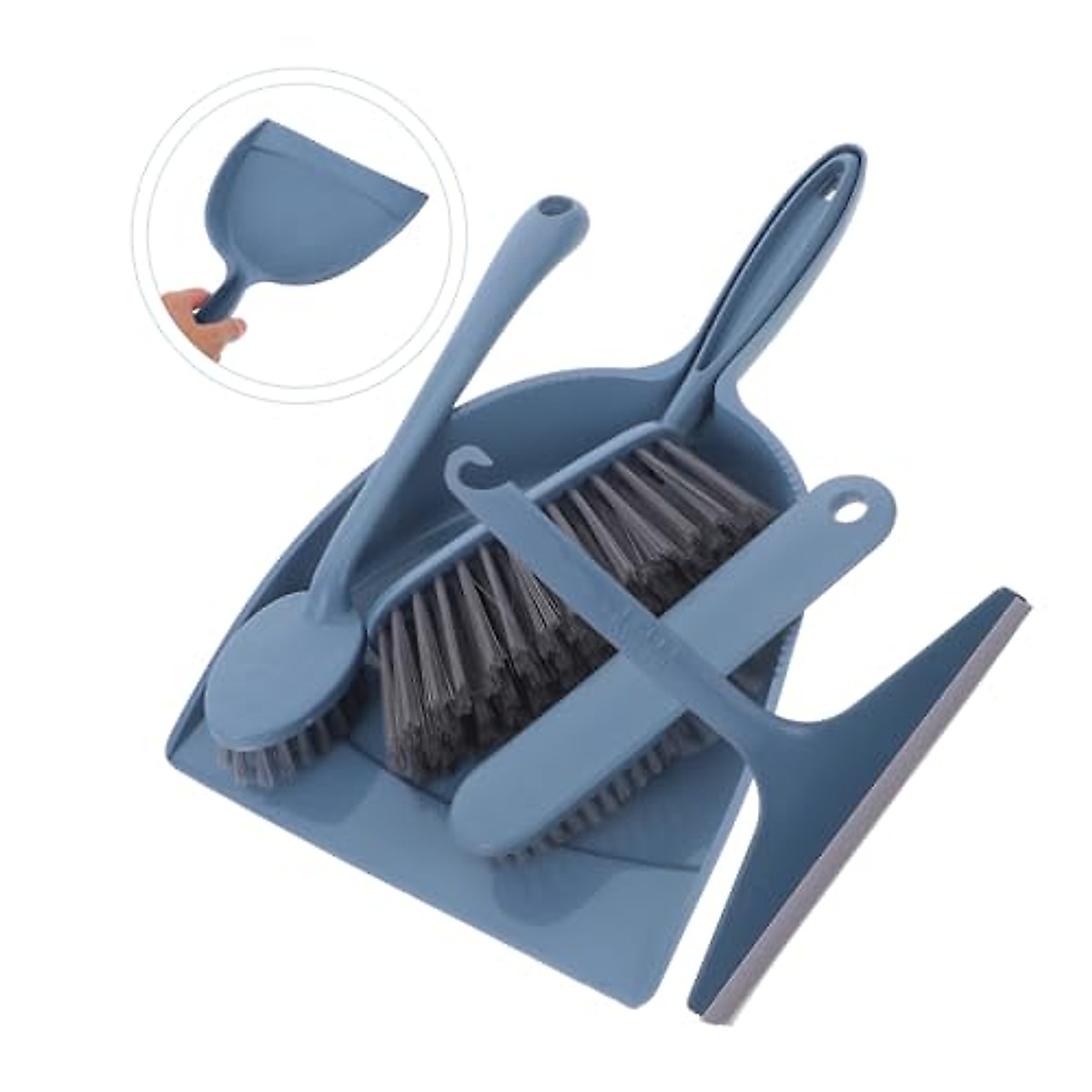 TOBBOMEY 1 Set Mini Broom Set Whisk Broom Small Dust Pan Keyboard Cleaning Brush Mini Broom with Dustpan Brooms Desk Small Hand Whisk Broom Cartoon Broom Handle Handheld Broom Blue The Pet