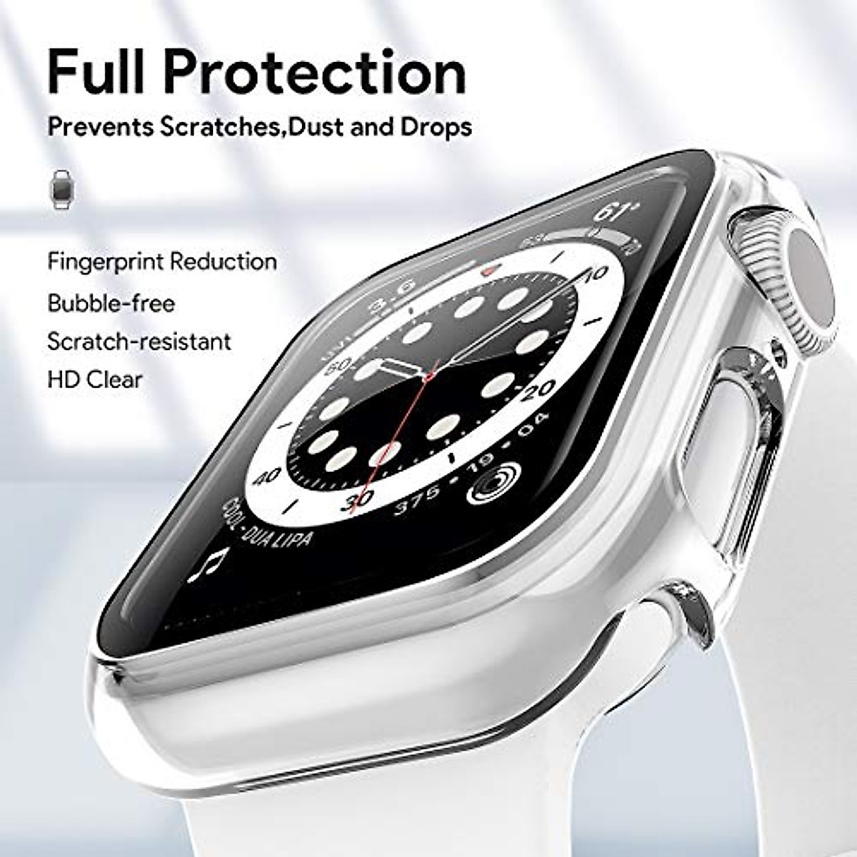 2 Pack HATOSHI for Apple Watch Case 40mm Series SE, 6, 5, 4 with Built-in Tempered Glass Screen Protector, Ultra-Thin All Around Protective Glass Screen Cover for iWatch 40mm, Clear