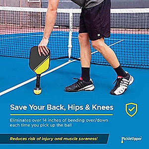 PickleUpper The Original Pickleball Ball Retriever - Attaches to Pickleball Paddles - The Easy Way to Pick Up Pickleball Balls Without Bending Over - Fits Standard Paddles