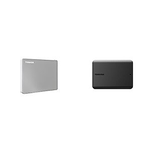 Toshiba Canvio Flex 1TB Portable External Hard Drive USB-C USB 3.0, Silver for PC, Mac, & Tablet - HDTX110XSCAA & Canvio Basics 1TB Portable External Hard Drive USB 3.0, Black - HDTB510XK3AA