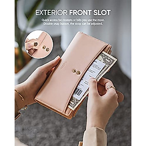 Vulkitty Wallet for Women Large Capacity Leather Purse RFID Blocking Credit Card Organizer with Zipper Pocket(Rose)