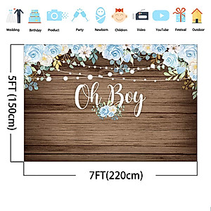 Avezano Rustic Boy Baby Shower Backdrop Blue Flower Boy Baby Shower Decorations Baby Blue Floral Oh Boy Baby Shower Backdrops Supplies