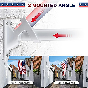 LAKEROD Flag Pole Kit with 3x5 American Flag Outdoor - 5ft Tangle Free Metal Flagpole with Holder Bracket & Embroidered US Flags - Heavy Duty for Outside House Porch Garage Boat Truck Jeep - White