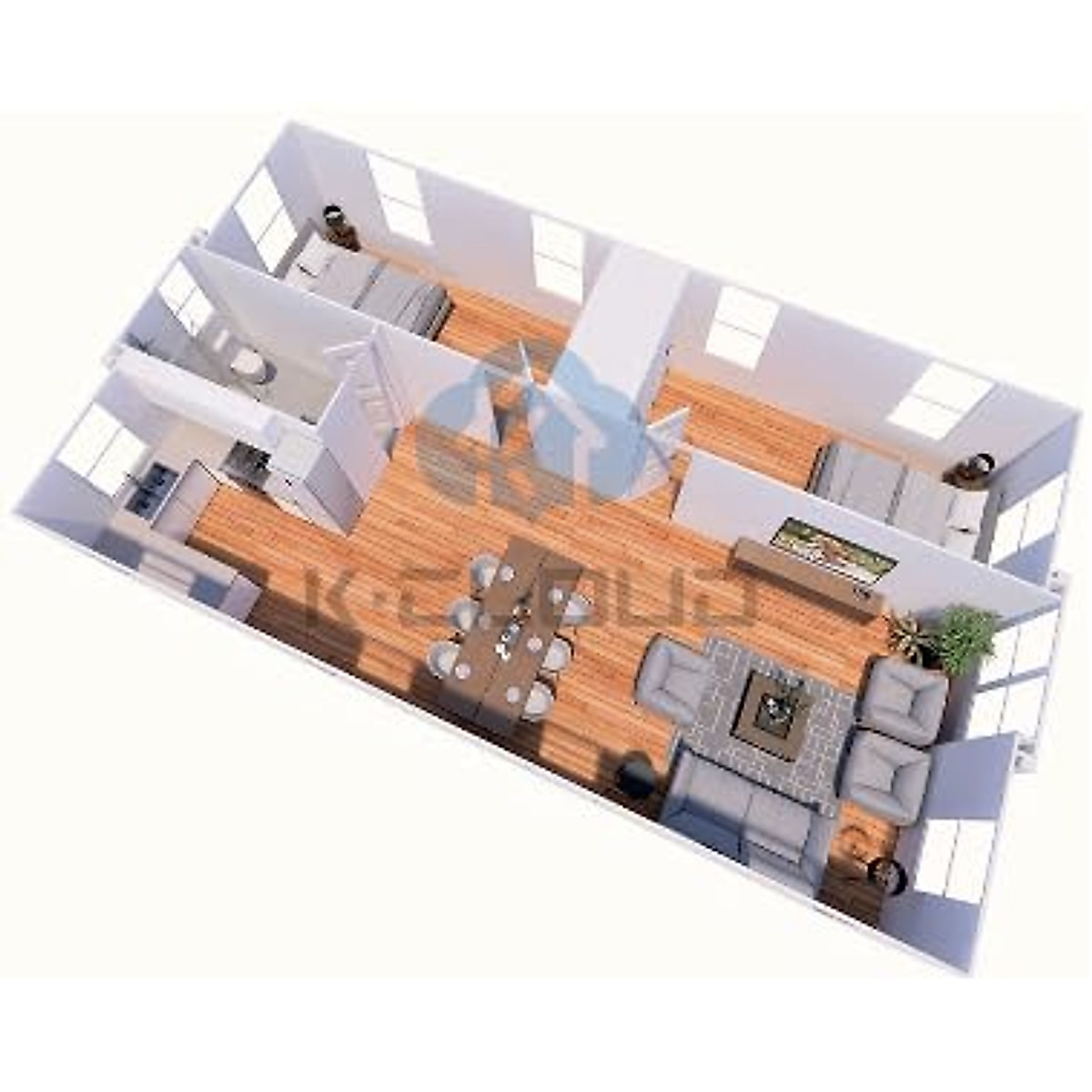 Generic 40x20ft Portable Prefabricated Tiny Home: Expandable Plastic Prefab House for Hotel, Booth, Office, and More - Complete with Restroom