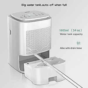 THECOSKY Dehumidifier and Air Purifier Combo,HEPA H13 Filter and Negative Air Ion Function,54oz(1.6L) Water Tank with Drain Hose,24hrs Auto-Off Timer,Idea for Bedroom,Bathroom,Closet,RV