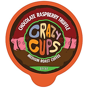 Crazy Cups Flavored Coffee for Keurig K-Cup Machines, Decaf Chocolate Raspberry Truffle, Hot or Iced Coffee, 80 Single Serve, Recyclable Pods