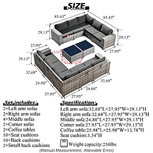 HOOOWOOO 12 Piece Modular Patio Outdoor Sectional Furniture Sofa Set,Wicker Conversation Set,Out Door Couch Set with Wide Arm for Outside All Weather(Black)