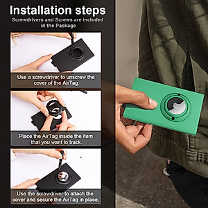 AirTag Card Holder Wallet with AirTag Holder, Pop Up Wallet RFID Blocking Slim Metal Bank Credit Card Case Holds 5 Cards (Black)