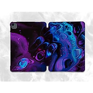 Kawaii Purple Blue Liquid Art case Compatible with iPad Mini Air Pro 7.9 8.3 9.7 10.2 10.9 11 12.9 inch Pattern Cover New 2022 2021 Trifold Stand 3 4 5 6 7 8 9 Generation 385 (9.7" 5/6 gen)
