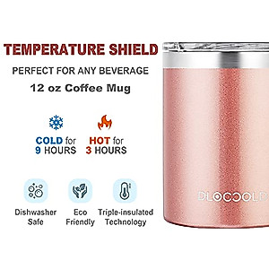 DLOCCOLD Insulated Coffee Mug with Handle 12 oz Stainless Steel Travel Coffee Cup with Lid Spill Proof Reusable Thermos Coffee Cups for Men Women
