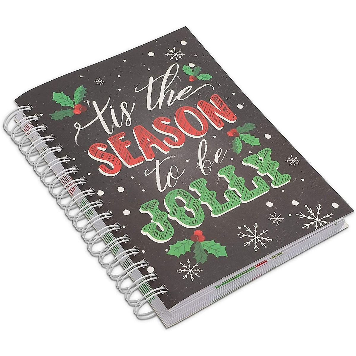 Sustainable Greetings A-Z Spiral Christmas Card Address Book with Alphabetical Tabs, Office Supplies, Address Book and Tracker, The Season to Be Jolly (6.5 x 9 in, 208 Sheets)