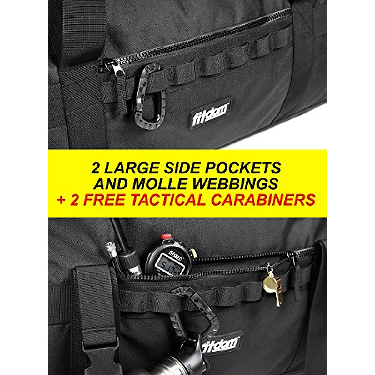 Fitdom 130L 36" Heavy Duty Extra Large Sports Gym Equipment Travel Duffle Bag W/Adjustable Shoulder & Compression Straps. Perfect for Soccer Baseball Basketball Hockey Football & Team Coaches & More