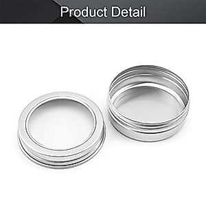 Heyiarbeit 6 Pack 2 OZ Tin Cans Screw Top Round Aluminum Cans Screw Lid Containers with Clear Window for Store Spices, Candies, Tea or Gift Giving