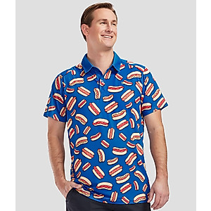 Tipsy Elves Navy Hot Dog Golf Polo for Men Size Large