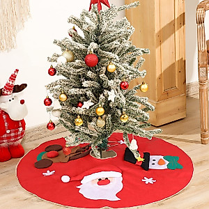 Christmas Tree Skirt Tree Cover Tree Mats Red Luxury Velvet Plush Fur Skirts Decorations for Xmas New Year Holiday Party