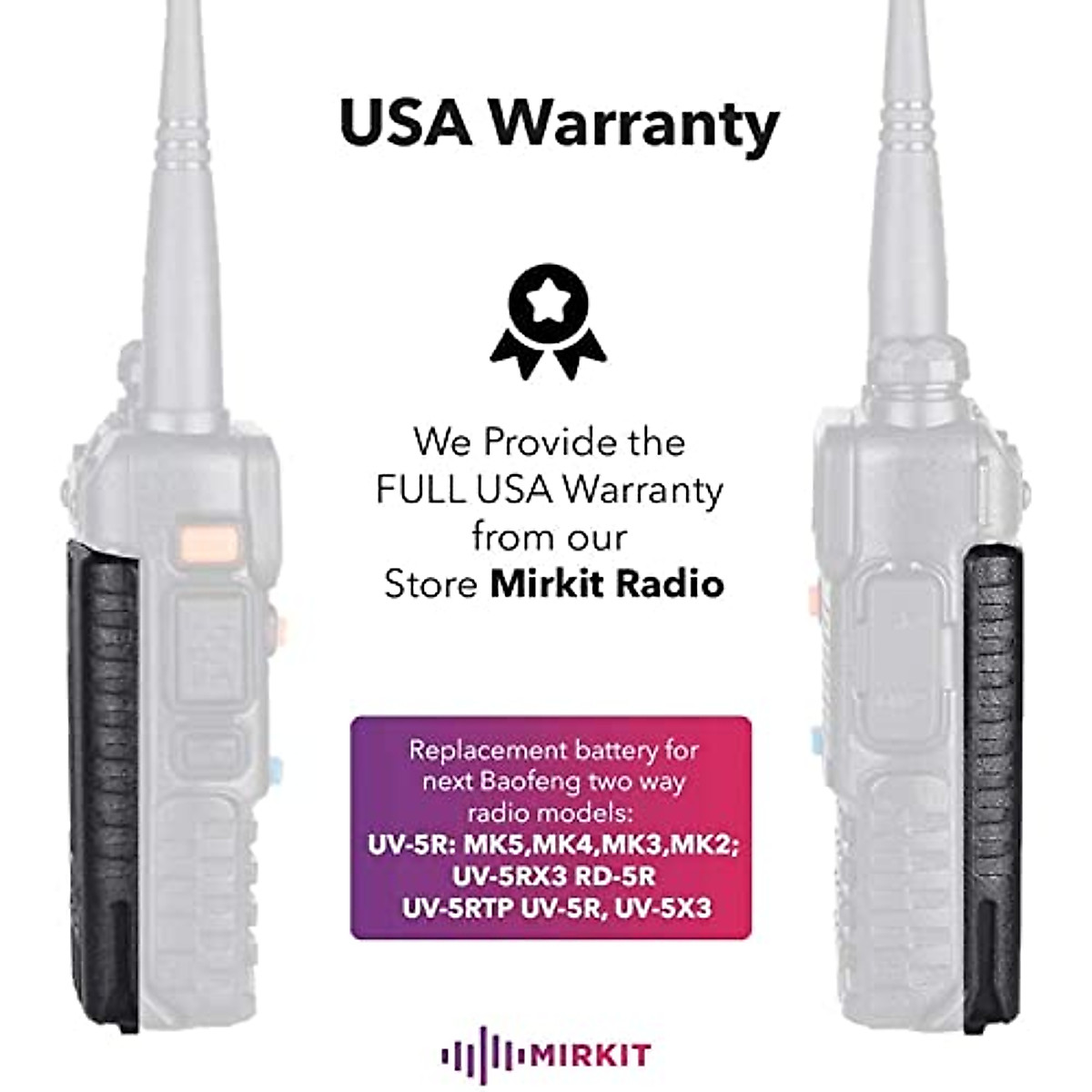 MIRKIT Baofeng Battery BL-5 7.4V 1800 mAh Big Capacity Li-ion for DM-5R UV-5R UV-5R Plus UV-5RE BF-F8HP UV-5R V2+ Plus UV-5RTP Series Two Way Radio Store