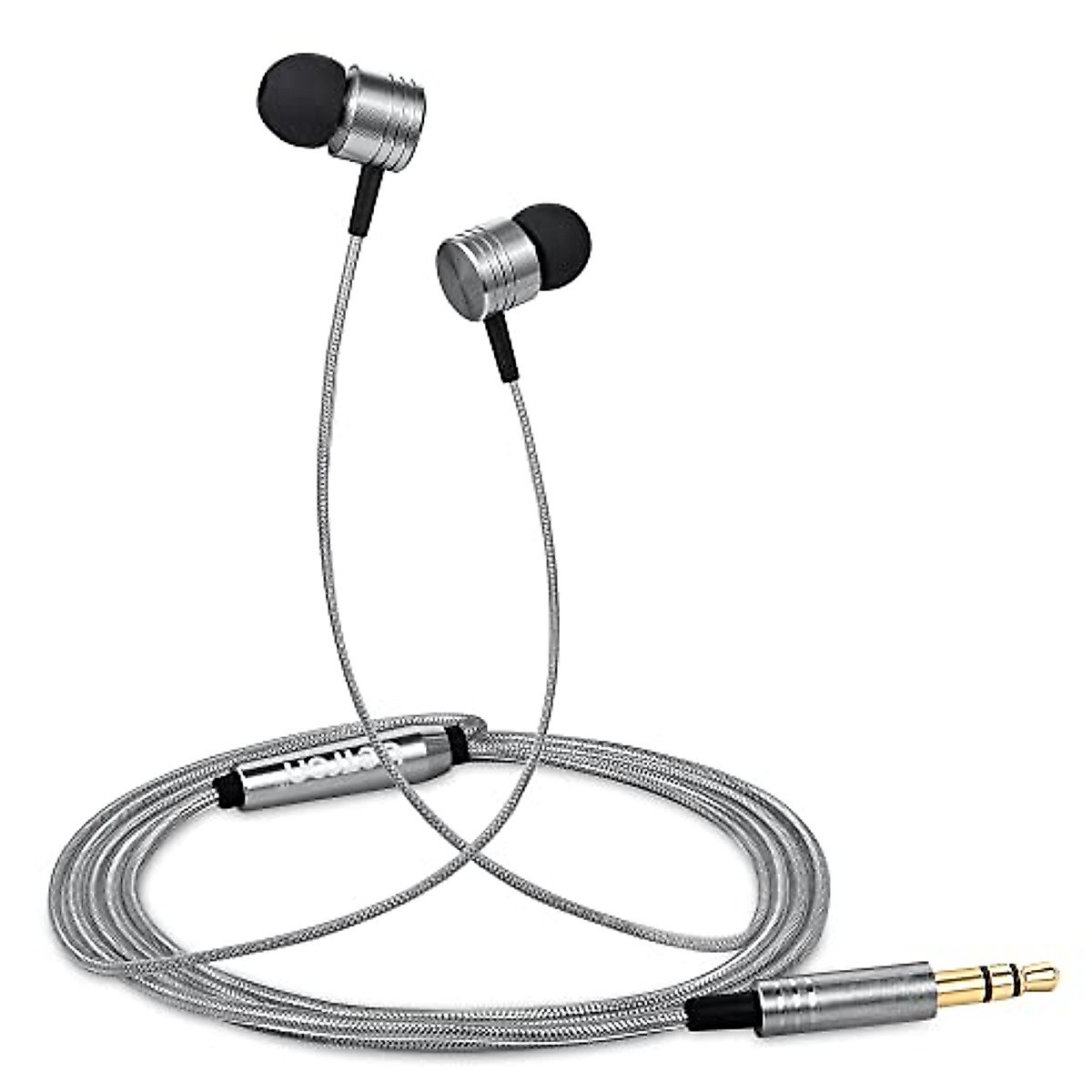 Betron B650 in Ear Headphones Earphones Wired with Noise Isolating Earbuds Tangle-Free Cord Carry Case Soft Ear Buds 3.5mm Plug (Black)