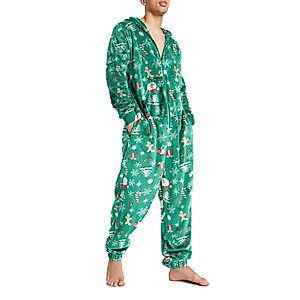 Ekouaer Men One Piece Pajama Fleece Onesie Pajama Zipper Jumpsuit with Pockets S-XXL