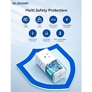 ELEGRP Travel Power Strip with 65W USB C, 3 Outlets 3 USB(2 USB-C), 5ft Extension Cord with 3 Widely Spaced Outlets, 65W USB C Fast Charging Compatible with MacBook, Travel Hotel Cruise Essentials