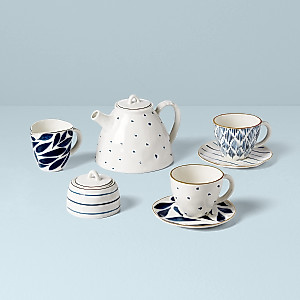 Lenox Blue Bay 9-Piece Tea Set, 5.51, White