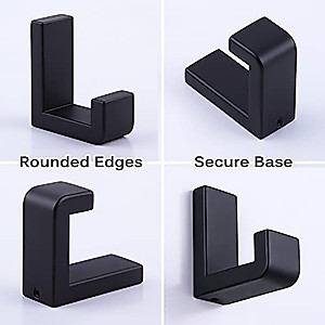 Angle Simple Robe Towel Hook Matte Black, Stainless Steel Clothing Towel Hanger, Wide Utility Hook, Hand Towel Holder for Bathroom Kitchen Office Cabinet, Modern and Farmhouse Style, Wall Mount