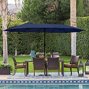 OUTDOOR DIAMOND 15ft Double Sided Patio Umbrellas, Outdoor Umbrella, Market Umbrella, Pool Umbrella, Large Deck Umbrella With Crank,Blue