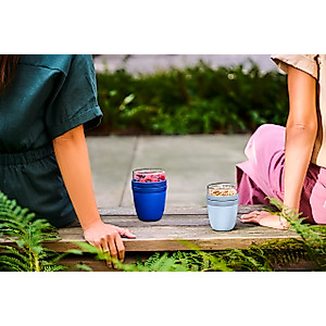 Mepal Overnight Oat jar - Mini - Practical Yoghurt Cup & Muesli Cup - Separate Compartments for Yoghurt & Muesli - Suitable for Freezer, Microwave & Dishwasher - 300 ml + 120 ml - Vivid Mauve