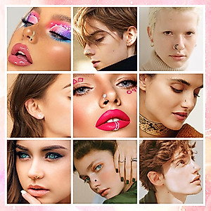 Kucheed 36PCS Nose Rings, 20G Surgical Steel Nose Rings Hoop L Shape Nose Studs Nose Screw Dangle Nose Ring Set,Cartilage Helix Earrings Hoop Nostril Septum Nose Body Piercing Jewelry for Women Men