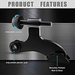4 Pack Hinge Pin Door Stopper Black, Adjustable Heavy Duty Hinge Pin Door Stop with Black Rubber Bumper Tips, Reduce Potential Damage Prevent Striking Wall Dents in Door Trim, Easy Installation