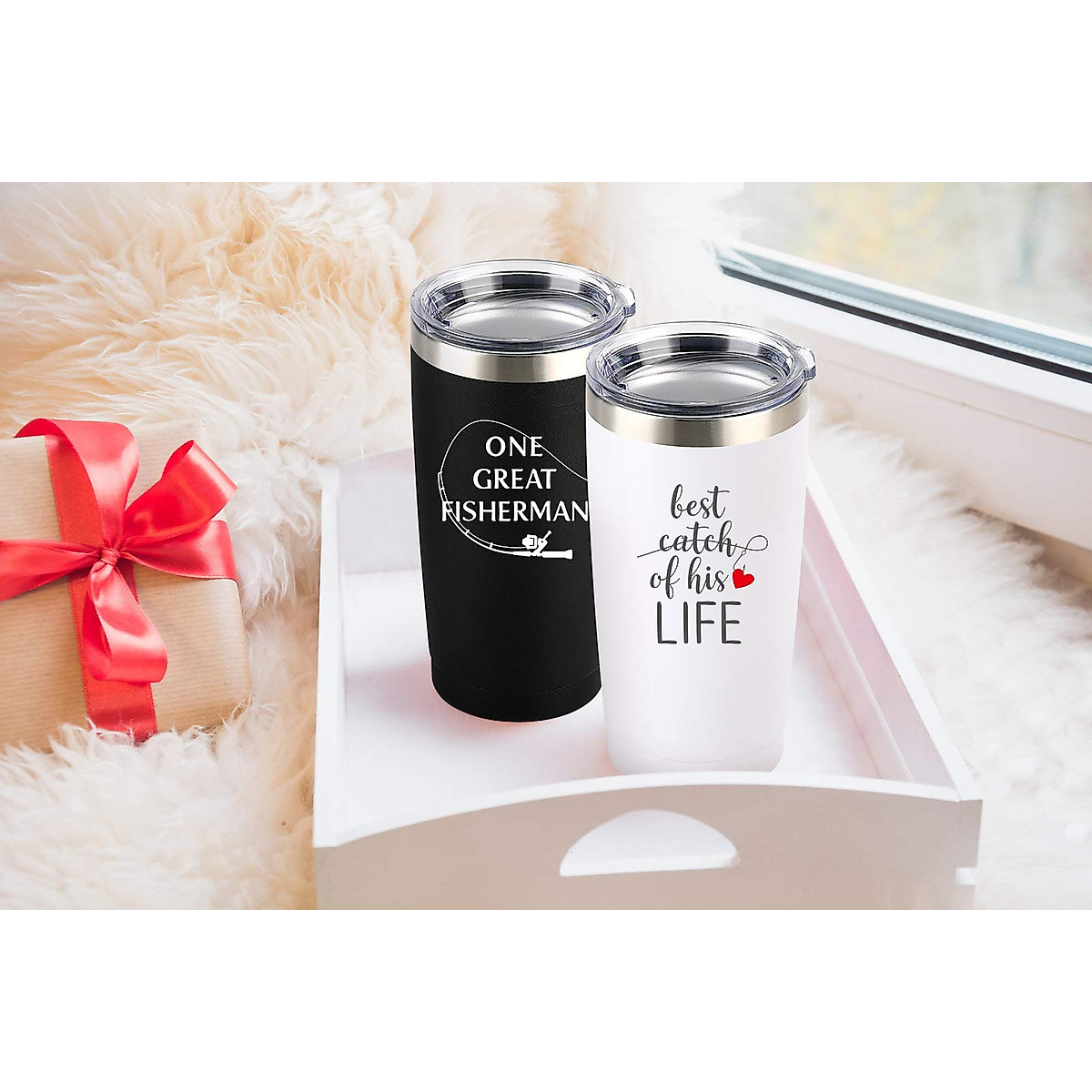 Wedding Anniversary for Couple Friend Lovers Cups Stainless Steel Wine Tumbler Travel Mug with Straw and Lid,2 Pack (4.blackwhite)