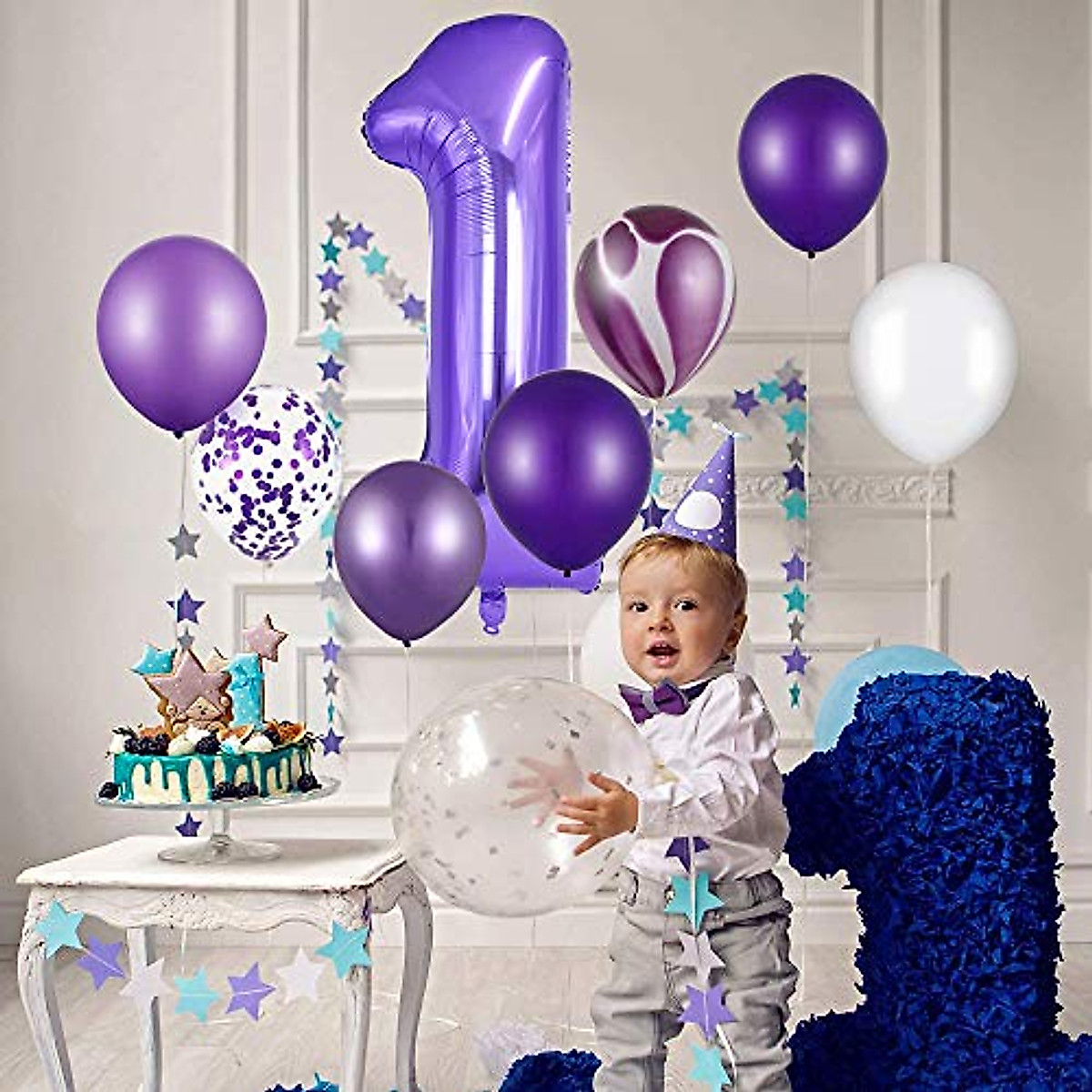 TONIFUL 40 Inch Purple Large Numbers Balloon 0-9(Zero-Nine) Birthday Party Decor,Foil Mylar Big Number Balloon Digital 1 for Birthday Party,Wedding, Bridal Shower Engagement Photo Shoot, Anniversary