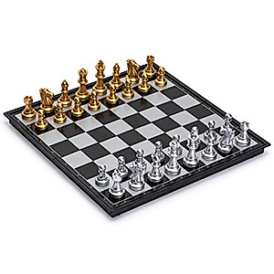 Yellow Mountain Imports Travel Magnetic Medium Chess Set (12.4 Inches) - Folding, Portable Board Game