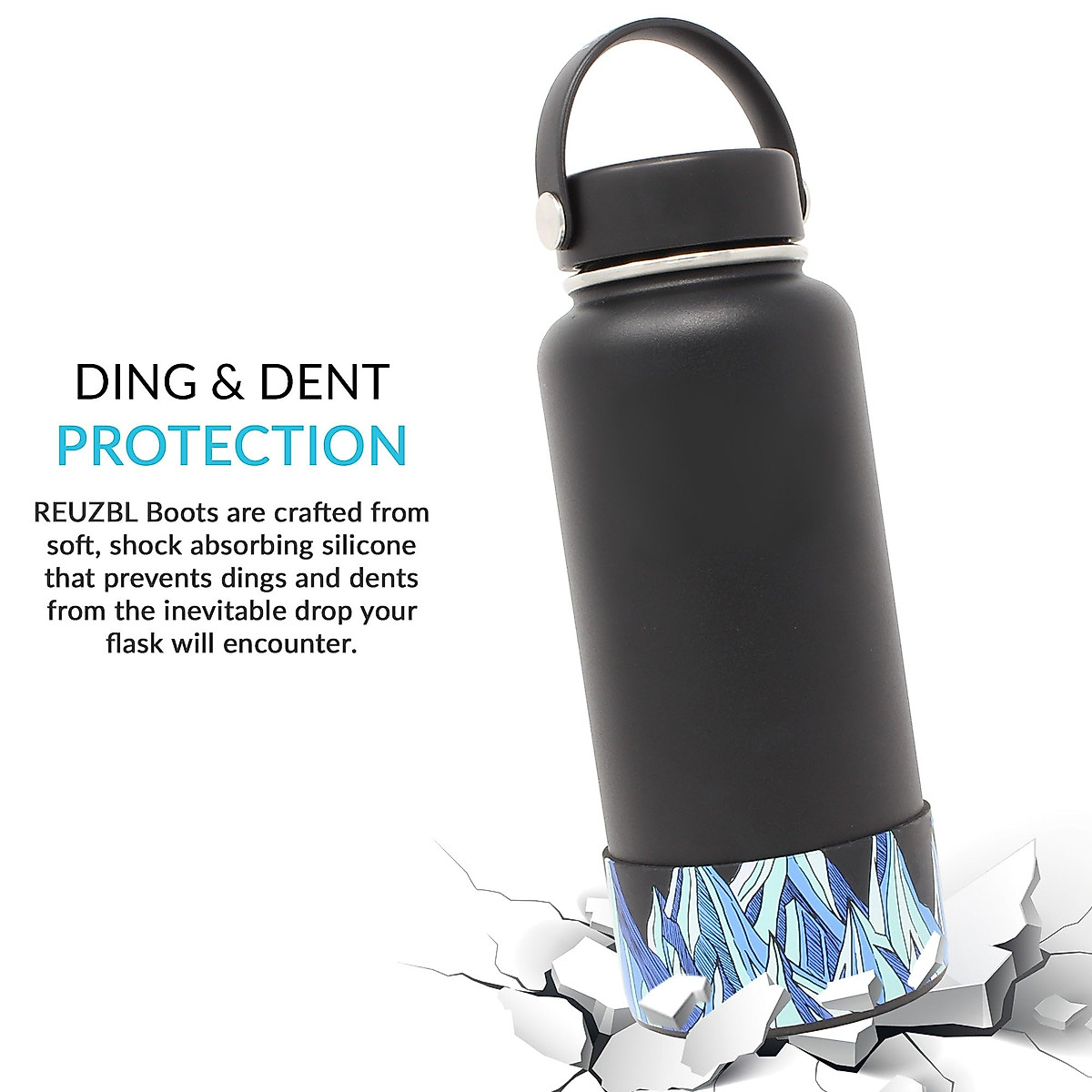 REUZBL Protective Silicone Bottle Boot for Owala FreeSip 40 oz, Hydro Flask 32-40 oz, Iron Flask, Takeya, Thermoflask, and Similar Wide Mouth Water Bottles, Protective Bottle Accessory