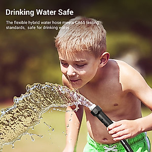 DEWENWILS Garden Hose 50 ft x 5/8", Water Hose with SwivelGrip, Heavy Duty, Lightweight, Flexible Hose for Plants, Car, Yard, 3/4 Inch Solid Fittings, Drinking Water Safe