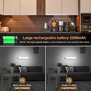 54 LED Closet Light 2 Pack, 2500mAh Rechargeable Motion Sensor Cabinet Light, Indoor Wireless Magnetic LED Lights, Soft Bright Under Counter Lights for Kitchen Bedroom Wardrobe Stair